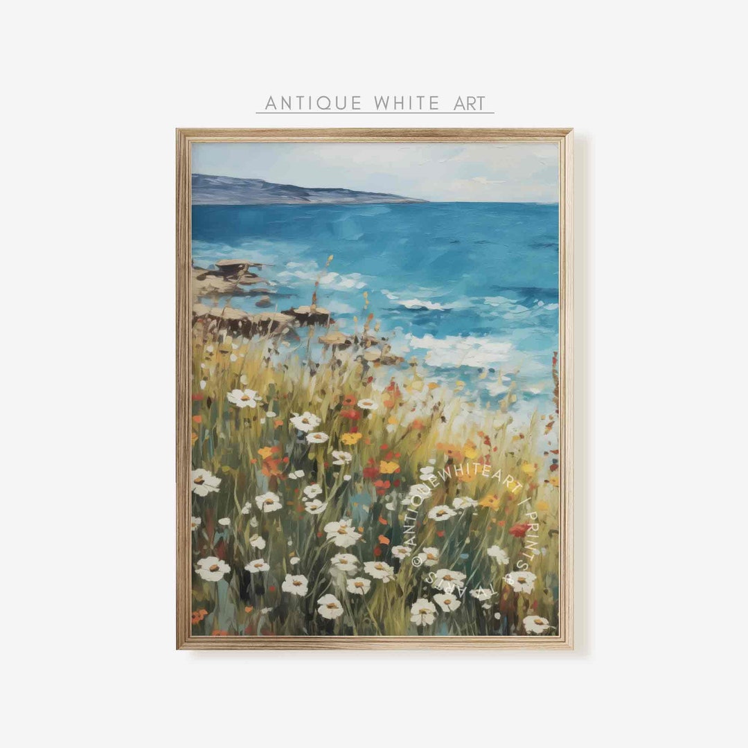 Wildflowers Printable Wall Art, Coastal Large Print, Spring Field ...