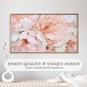 Abstract Flowers Frame TV Art, Abstract Pink Peonies Painting, Summer ...