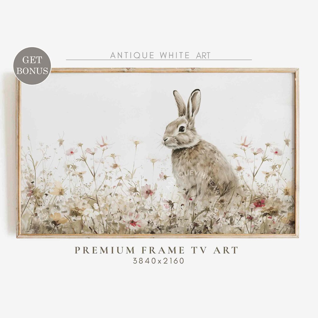 Spring Bunny Samsung Frame TV Art, Easter Bunny Rabbit TV Art, Spring ...