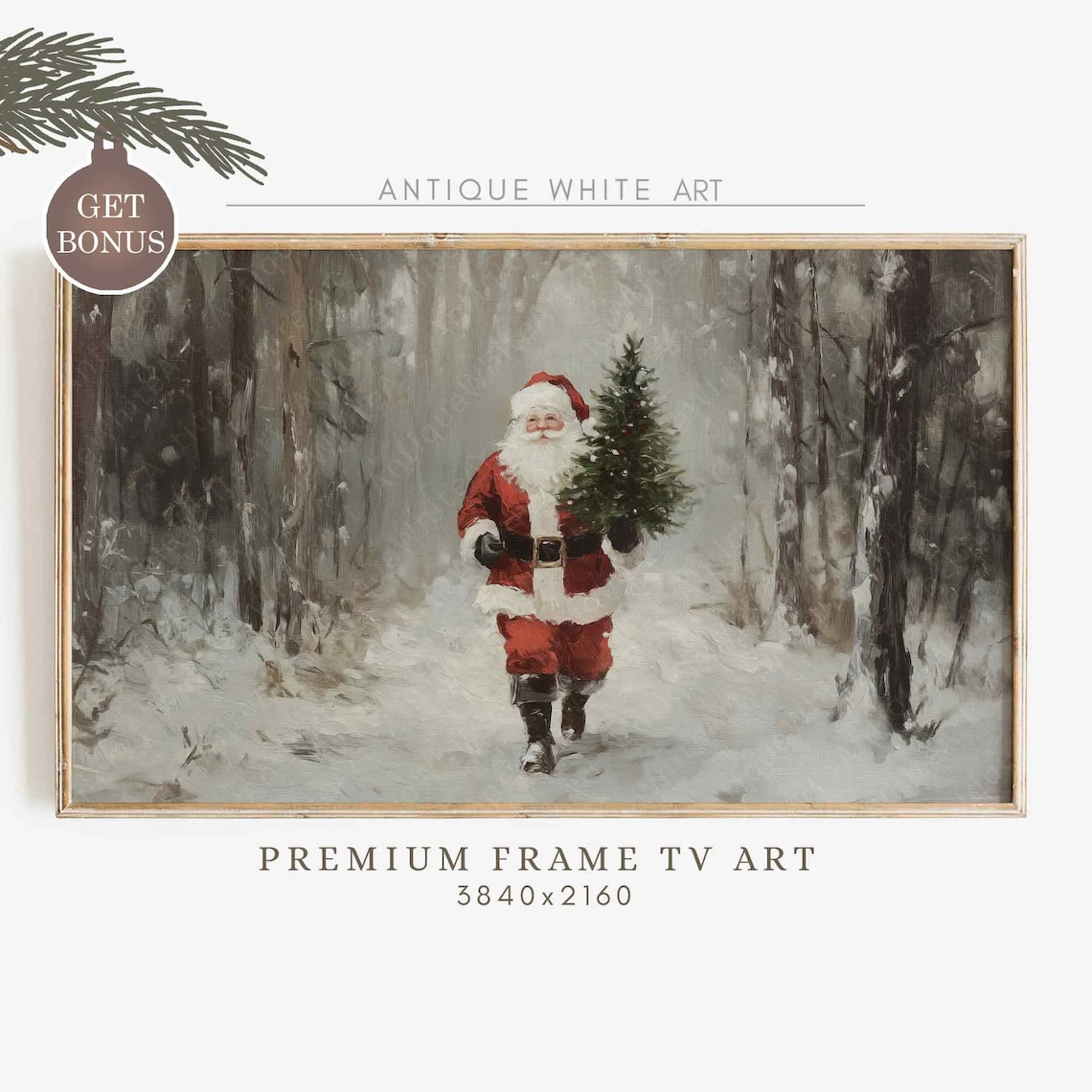 Christmas Samsung Frame TV Art, Santa Claus Art for TV, Winter Forest ...