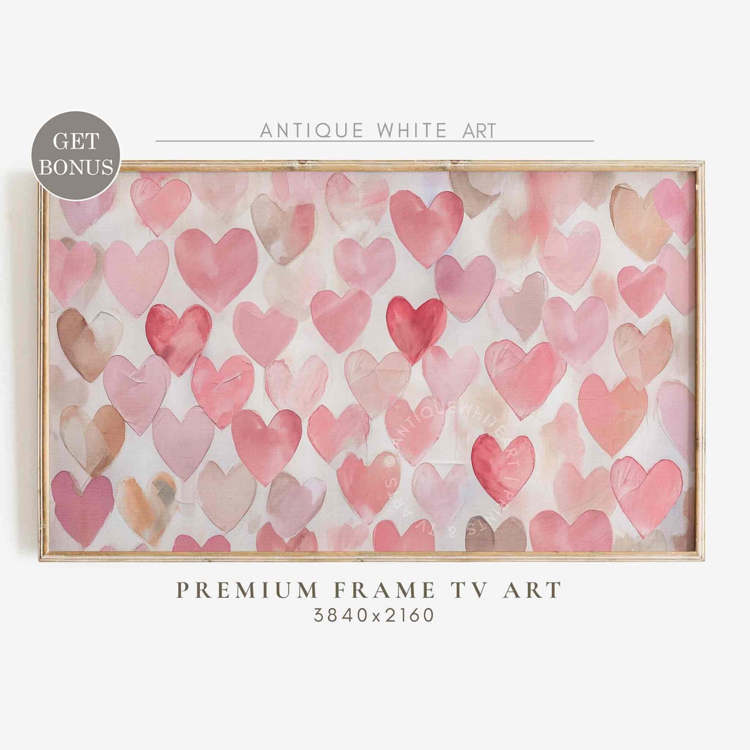 Valentine's Day Frame TV Art File, Watercolor Valentine Hearts, Muted ...