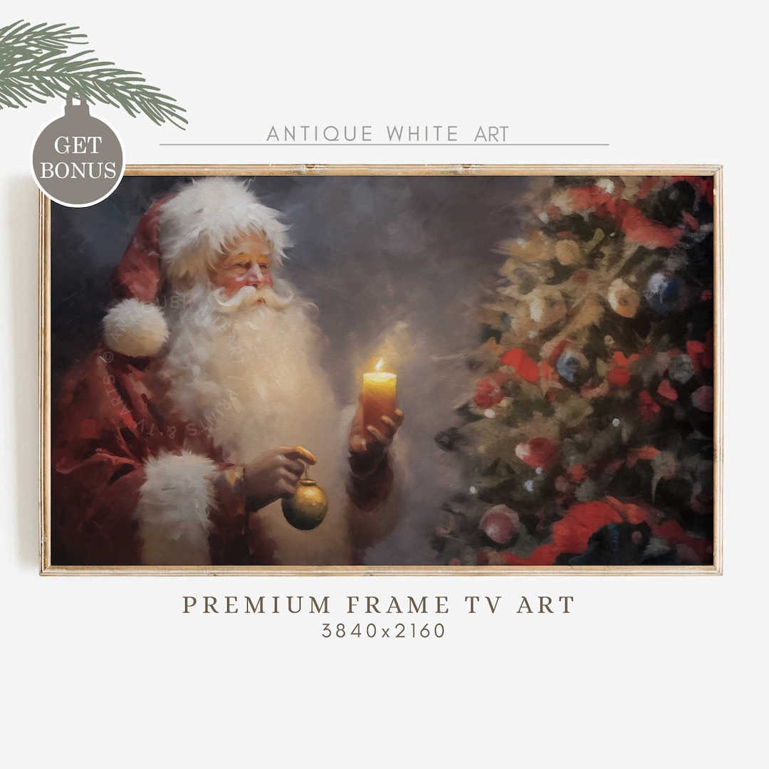 Santa Frame TV Art, Santa Claus Art for TV, Farmhouse Christmas ...