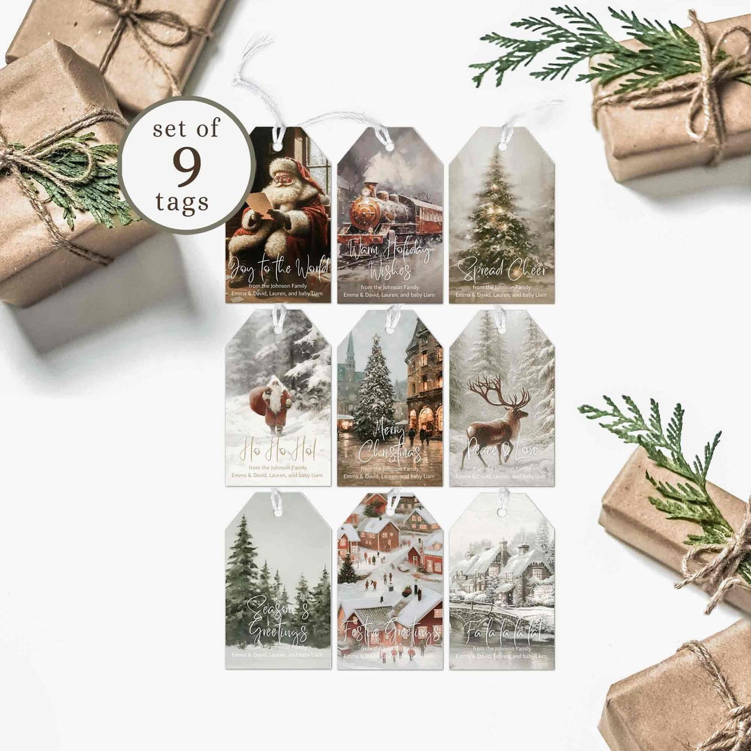 Printable Christmas Tags, Holiday Gift Tags, Farmhouse Christmas Tags ...