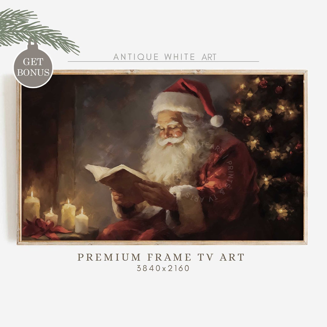 Santa Frame TV Art, Santa Claus Art for TV, Farmhouse Christmas ...