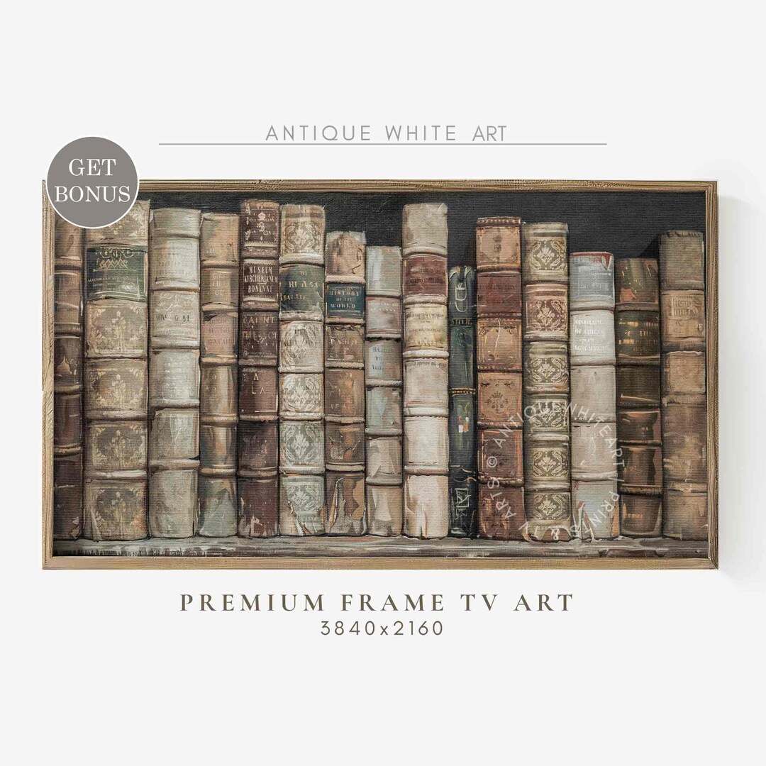 Samsung Frame TV Art, Library Books Frame TV, Still Life With Books ...