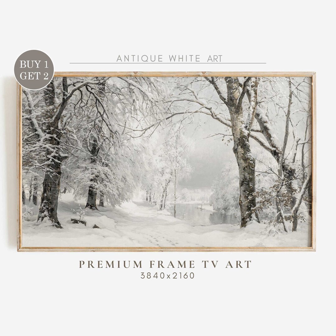 Snowy Winter Frame TV Art, Farmhouse Christmas Art for TV, Snowy Winter ...