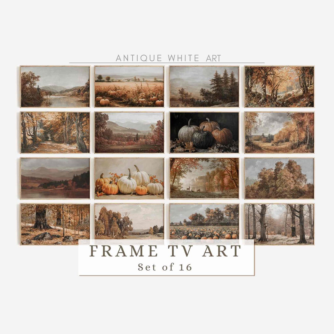 Vintage Fall Paintings Samsung Frame TV Art SET of 16, Fall Lanscapes ...