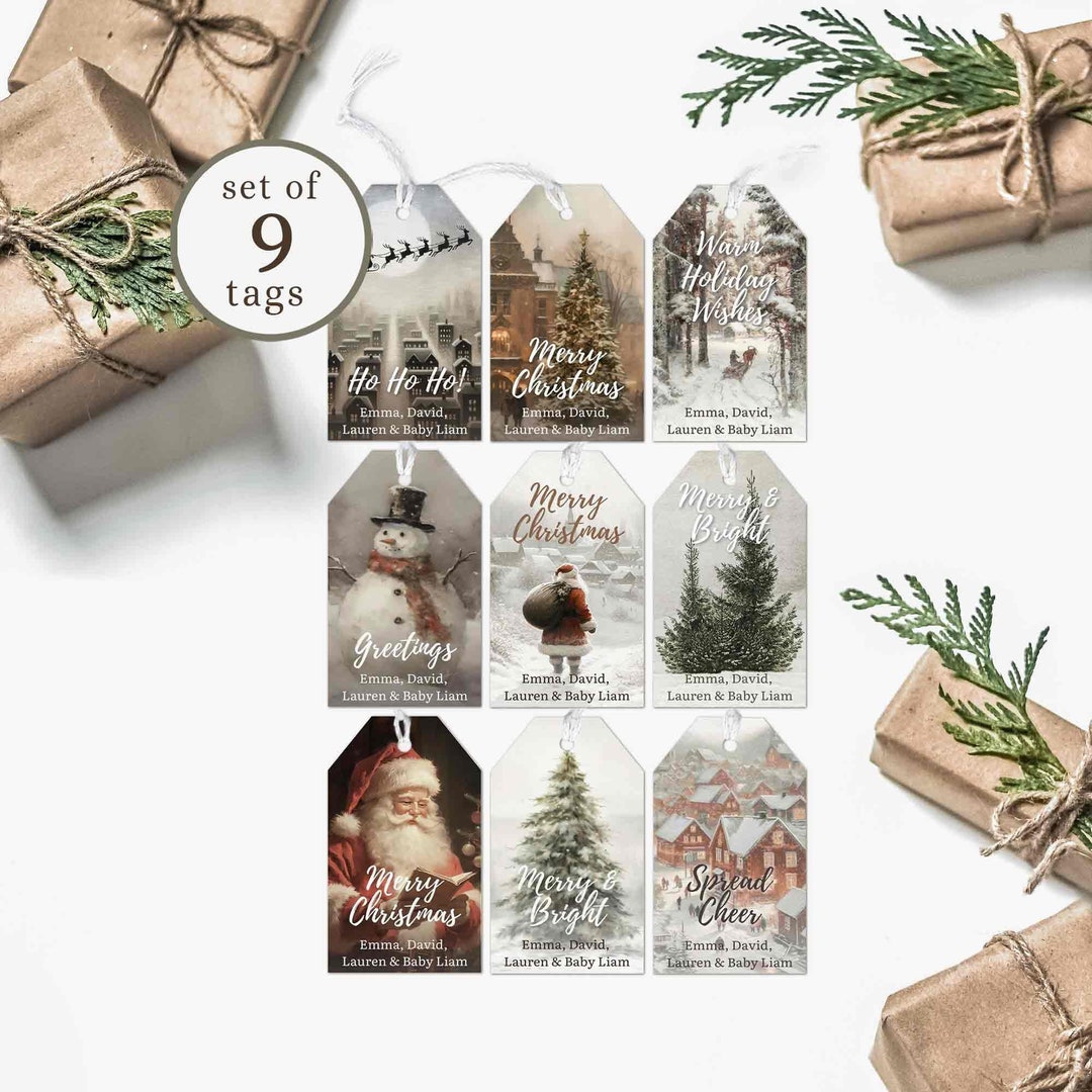 Printable Christmas Tags, Holiday Gift Tags, Farmhouse Christmas Tags ...