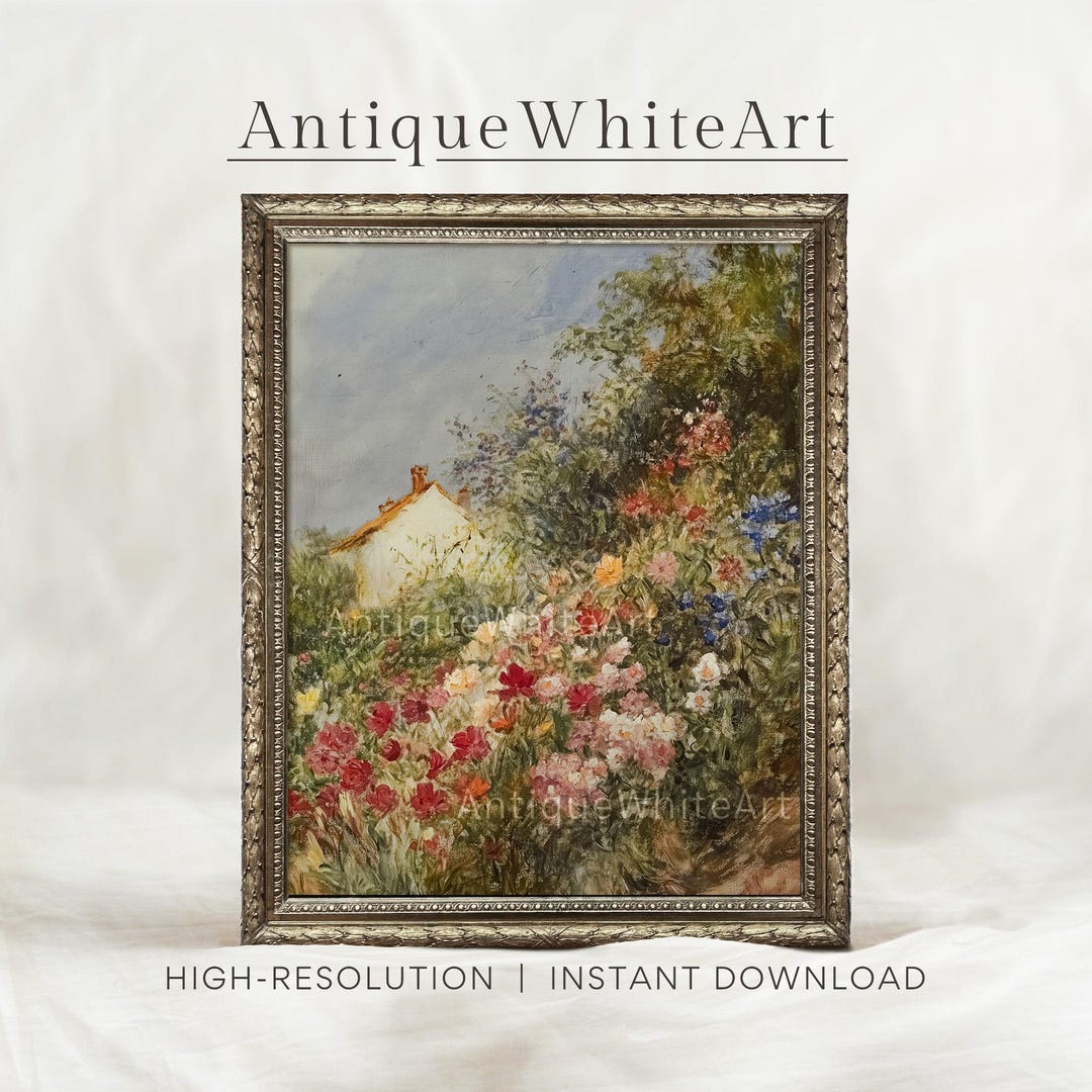 Printable Spring Wall Art, Spring Landscape Painting Print, Cottagecore ...
