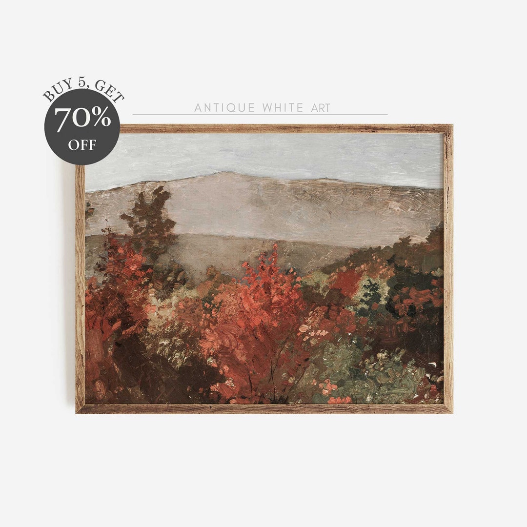 Moody Fall Landscape Print, Vintage Autumn Wall Art, Rustic Farmhouse ...