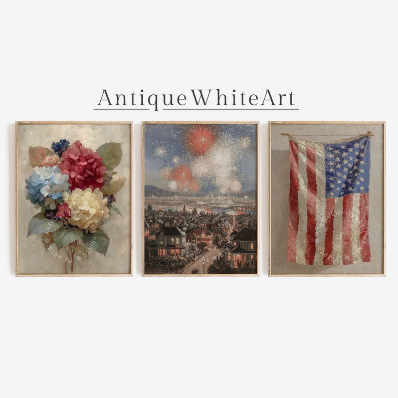 Printable Independence Day Wall Art Set of 6, 4th of July Painting ...