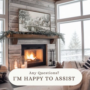 Vintage Winter Landscape Frame TV Art, Farmhouse Christmas Art for TV, Snowy Winter Oil Painting ...