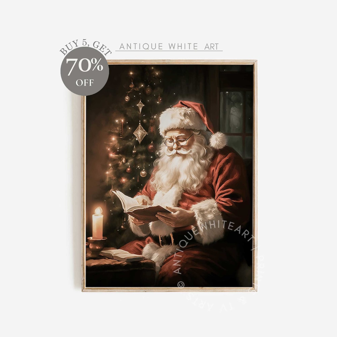 Printable Santa Claus Christmas Wall Art, Vintage Winter Print ...