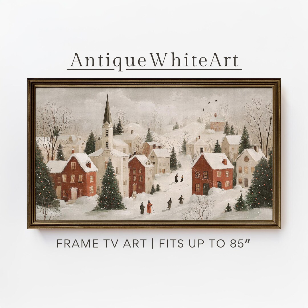 Winter Village Frame TV Art For: Vintage Snowy Scene (digital Download ...
