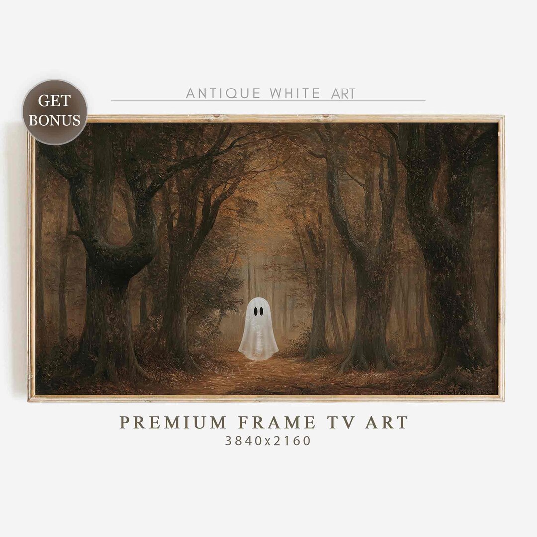 Halloween Frame Tv Art, Ghost Painting, Fall Spooky Cute Ghost ...