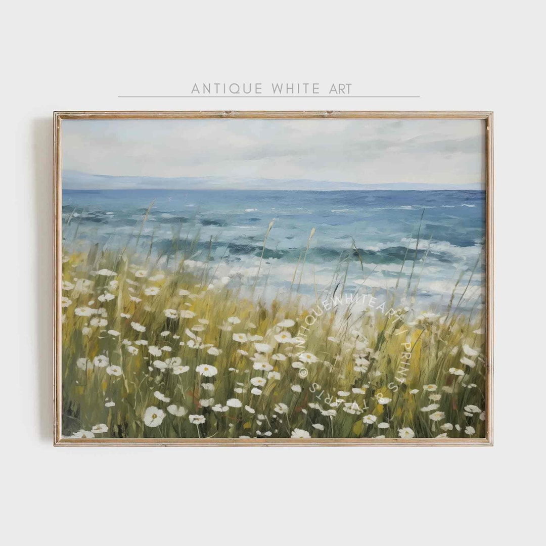 Printable Wildflower Coastal Wall Art, Ocean Print, Neutral Landscape ...