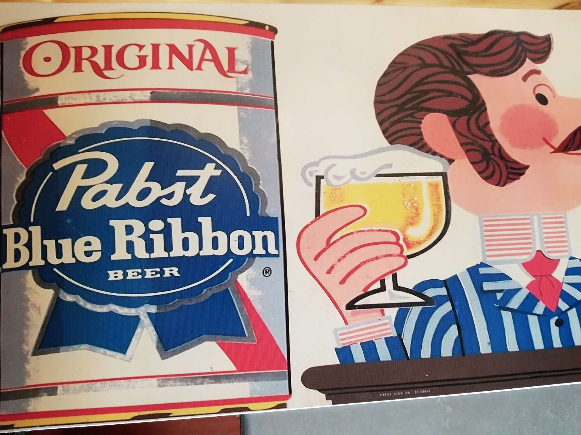 Pabst Blue Ribbon Bar Pub Sign Large 32in Beer Art People - Etsy