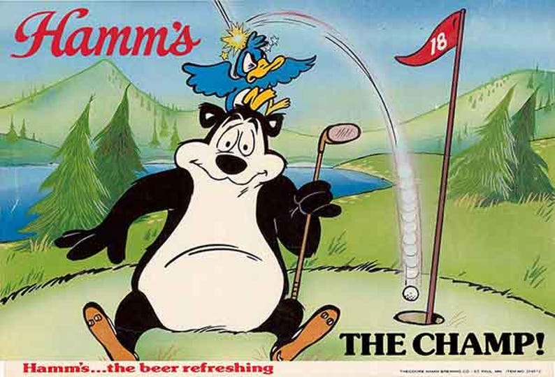 Fantasy Hamms Beer Rare Large Bar Sign Bears Fishing Lake Cabin Man ...