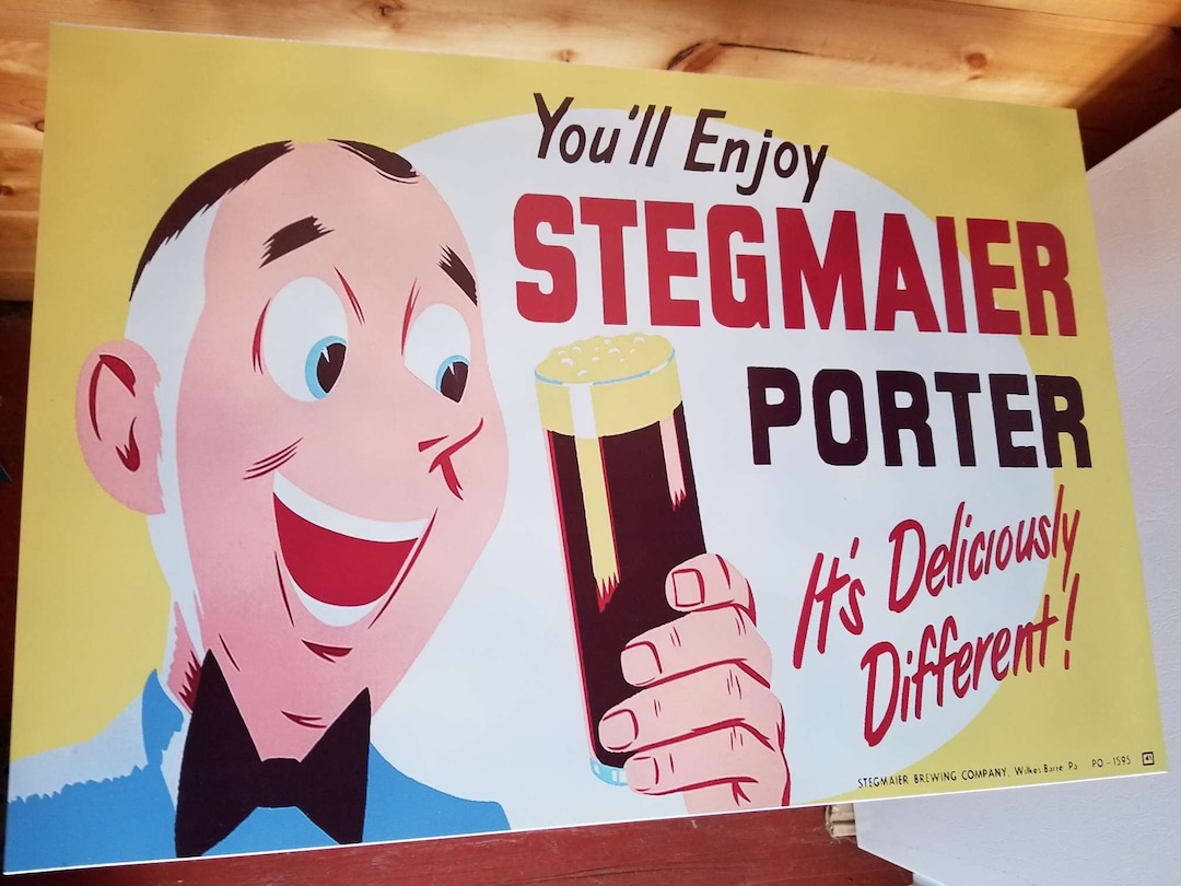 Stegmaier Porter Beer Sign Large 24in Metal Sign Rare Vintage Style Bar ...