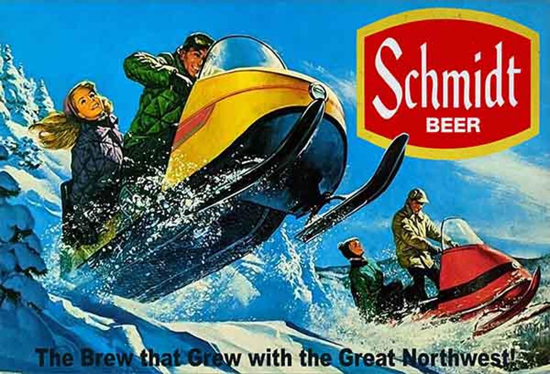 Schmidt Brewery Beer Snowmobile Sign Fish Sign Large Musky Fish 24in ...