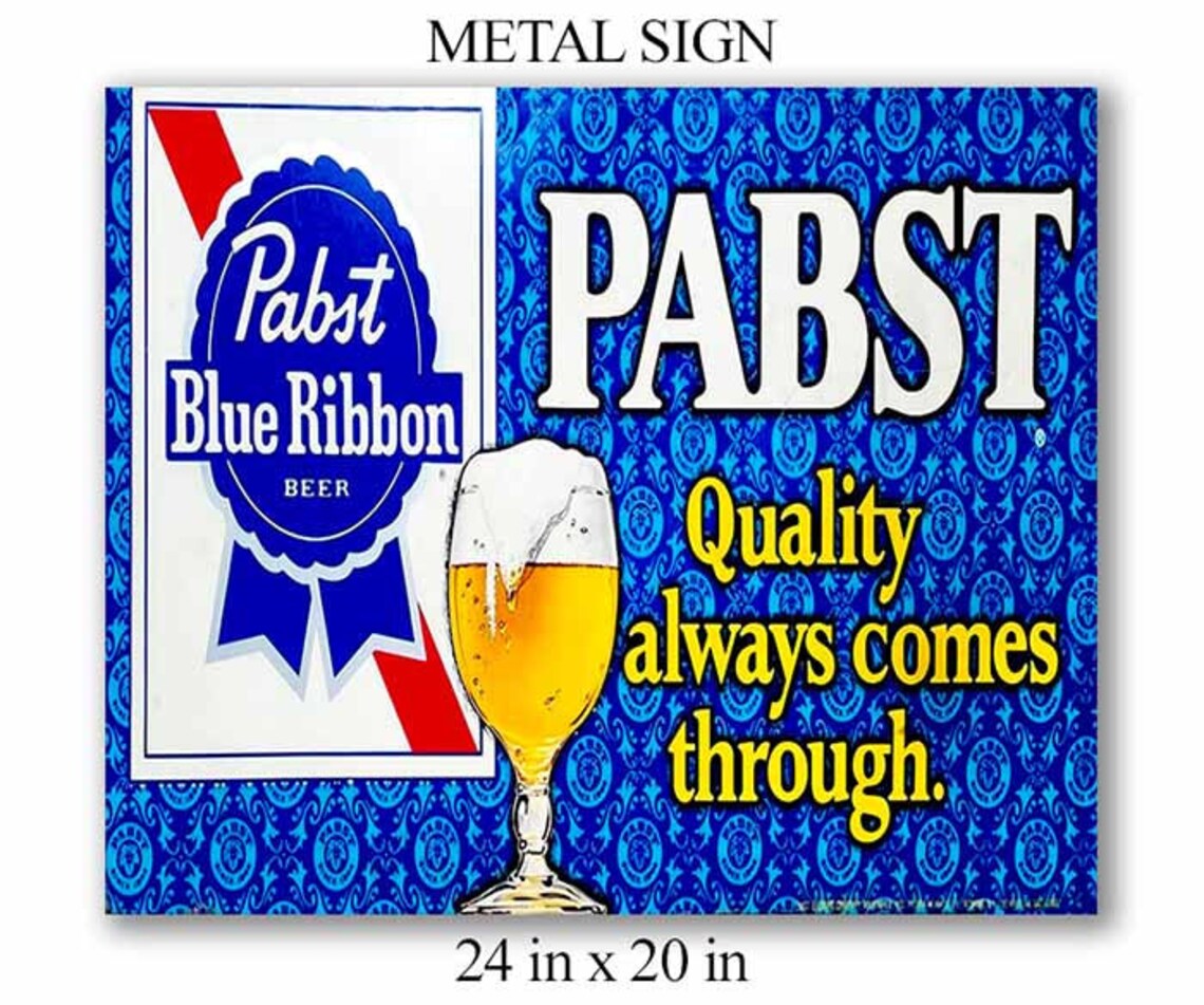 Pabst Blue Ribbon Beer Sign Large 24in Metal Display - Etsy