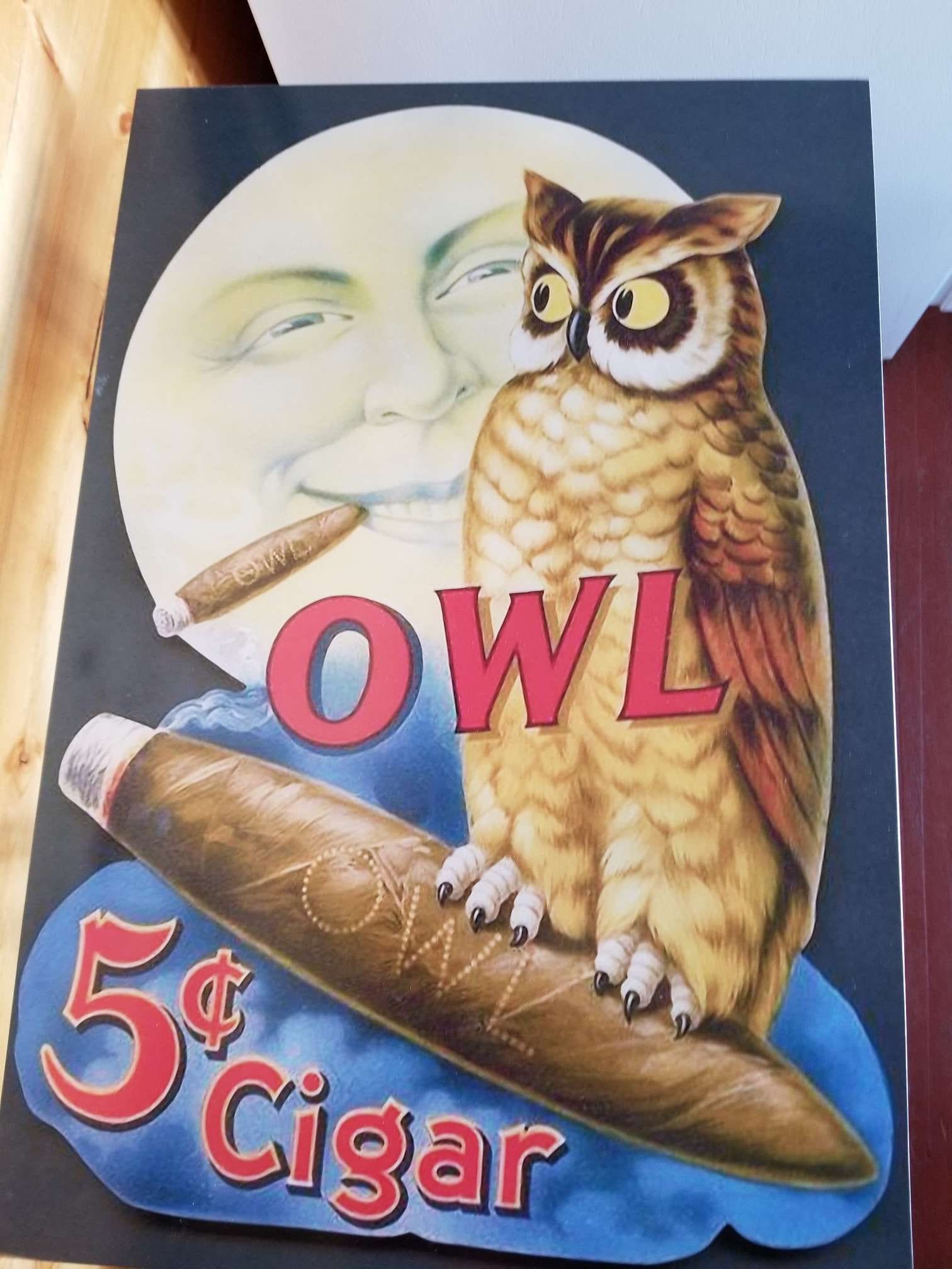 Owl Cigar Sign Large Store Display Metal Sign 24in - Etsy