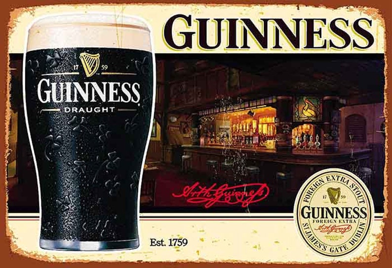 GUINNESS Beer Sign Large 24in Vintage Style Bar Display - Etsy