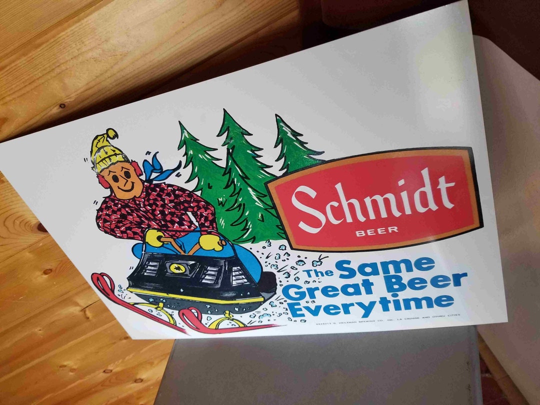 Schmidt Beer Snowmobile Sign Fish Sign Large Musky Fish 24in Metal Sign ...
