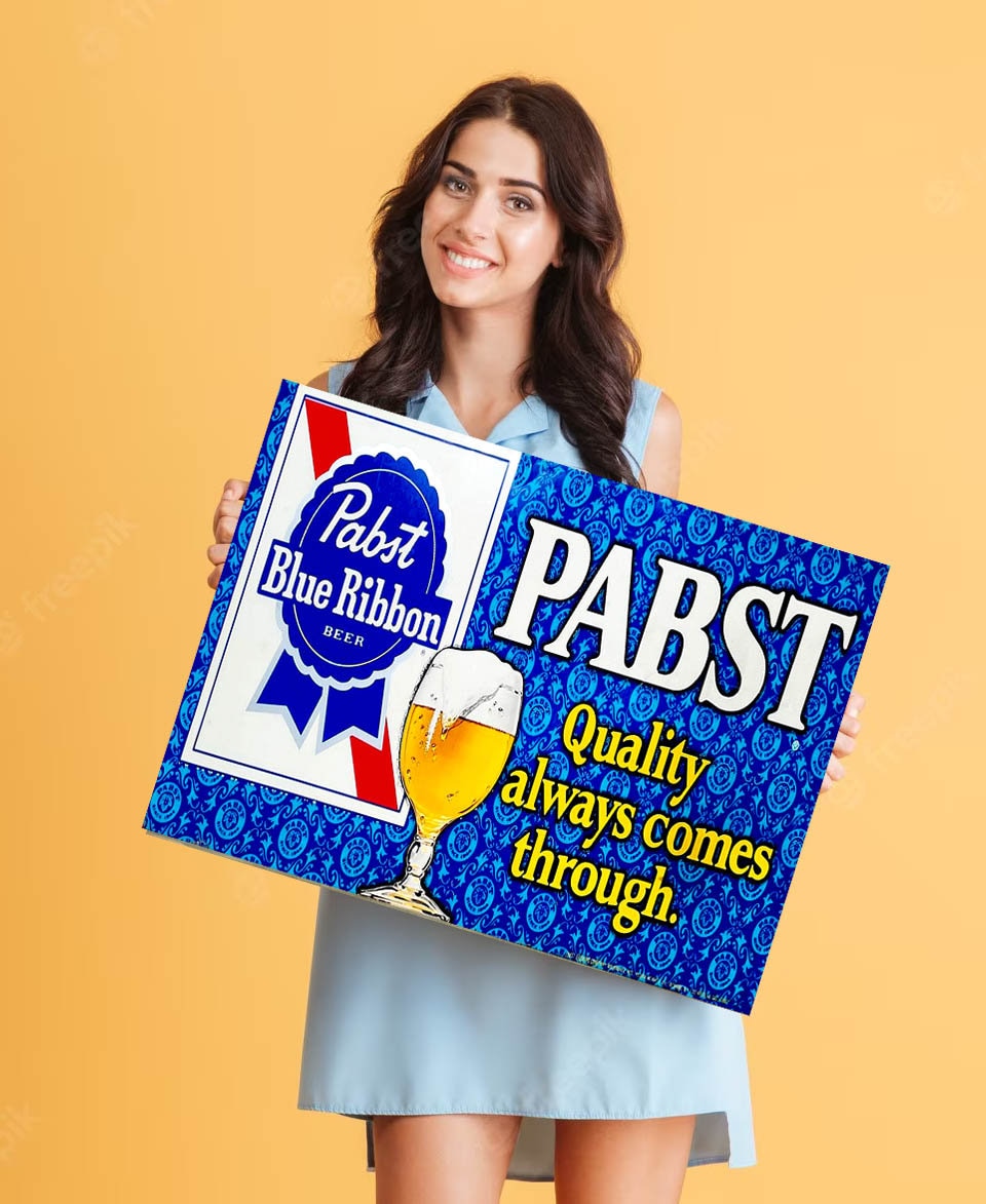 Pabst Blue Ribbon Beer Sign Large 24in Metal Display - Etsy