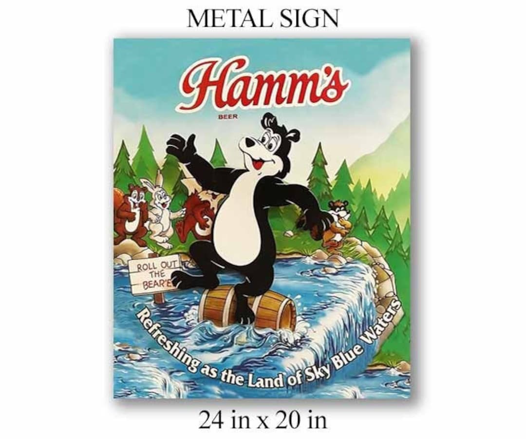 HAMM'S BEER Sign Bar Display Large 24in Metal Sign Bear Lake Bar Pub ...