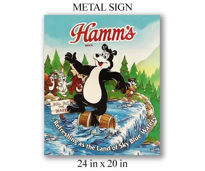 HAMM'S BEER Sign Bar Display Large 24in Metal Sign Bear Lake Bar Pub ...