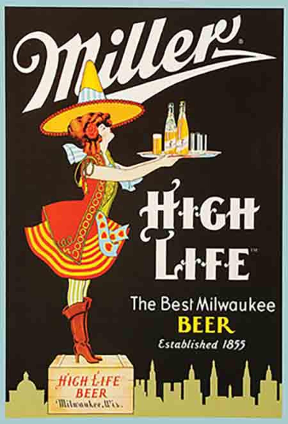 Miller High Life Metal Sign Miller Large 24in Home Bar Decor Beer ...