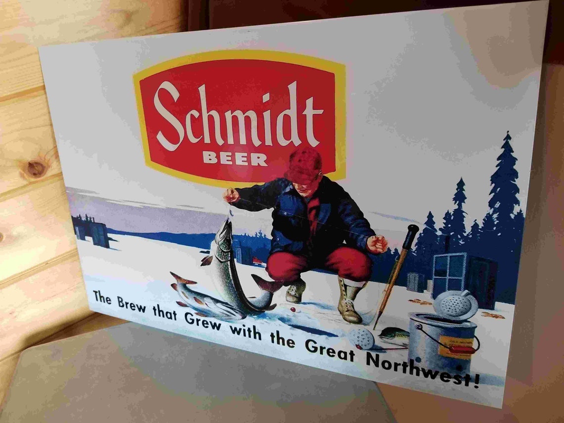 Schmidt Beer Sign Large 24in Fishing Minnesota Ice Fishing - Etsy
