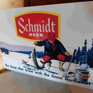 Schmidt Beer Sign Large 24in Fishing Minnesota Ice Fishing - Etsy