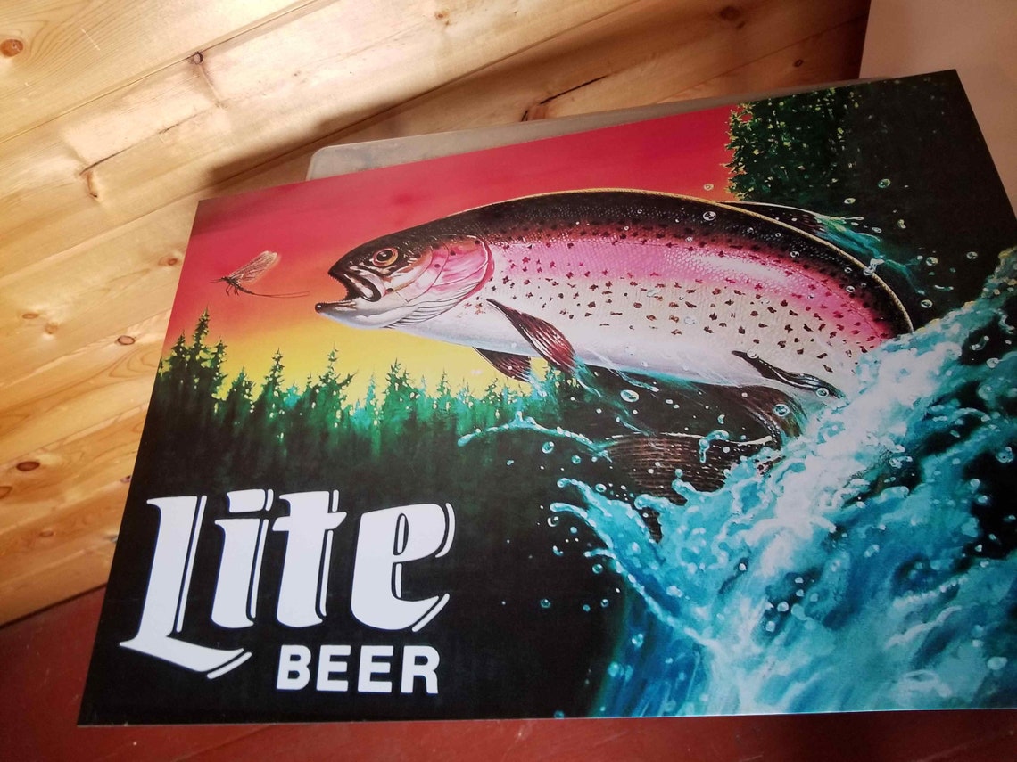 Miller Lite Beer Sign Trout Fish Fishing Large 24in Bar Display - Etsy