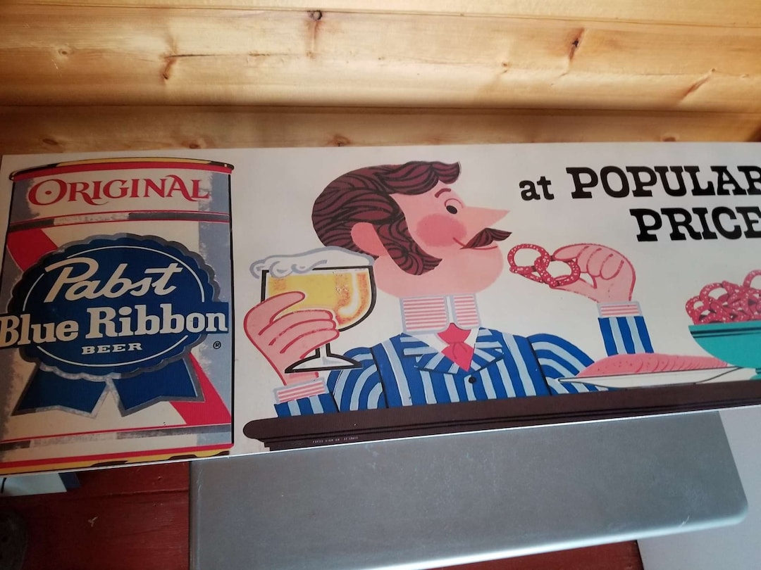 Pabst Blue Ribbon Bar Pub Sign Large 32in Beer Art People - Etsy