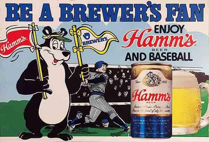 Fantasy Hamms Beer Rare Large Bar Sign Bears Fishing Lake Cabin Man ...