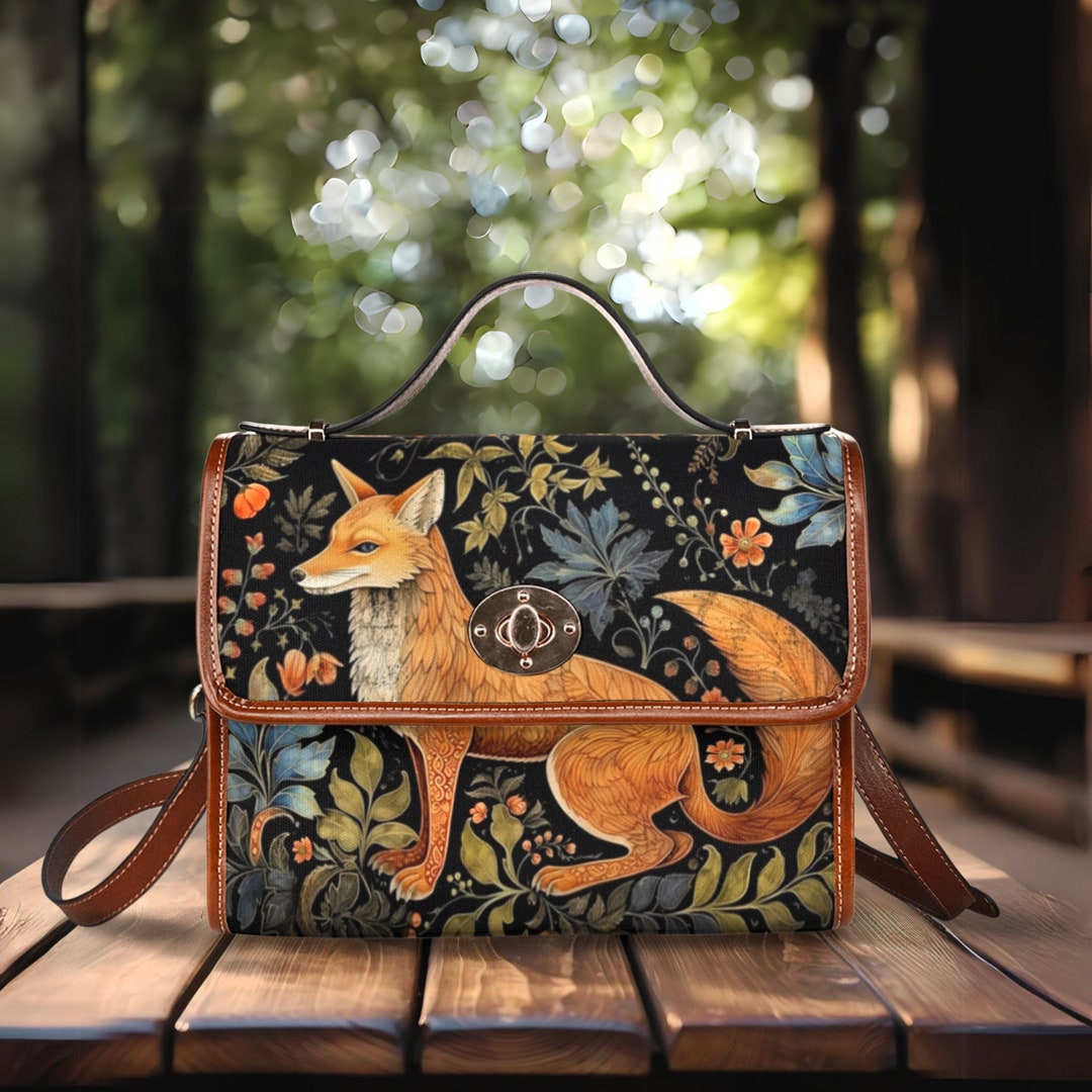 Fox Cottagecore Canvas Satchel Bag, Cottagecore Purse for Women, Cute ...