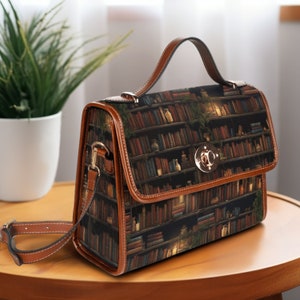 Bookcore Satchel Bag, Bookish Vegan Leather Handbag, Library Crossbody ...