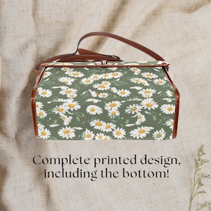 Cottagecore Daisy Bag, Cute Canvas Satchel, Vegan Leather Strap ...