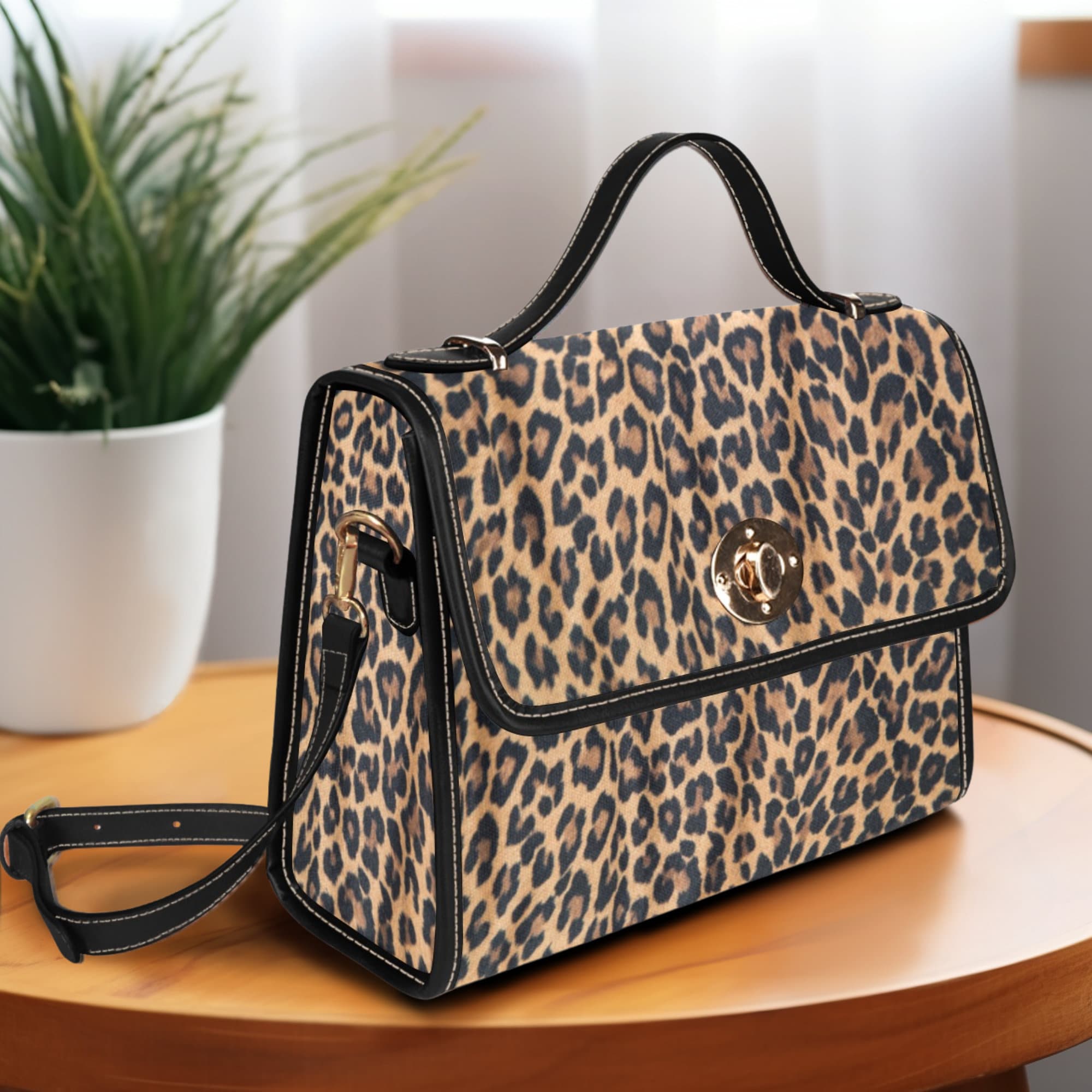 Leopard Cottagecore Canvas Satchel Bag, Leopard Purse for Women, Cute ...