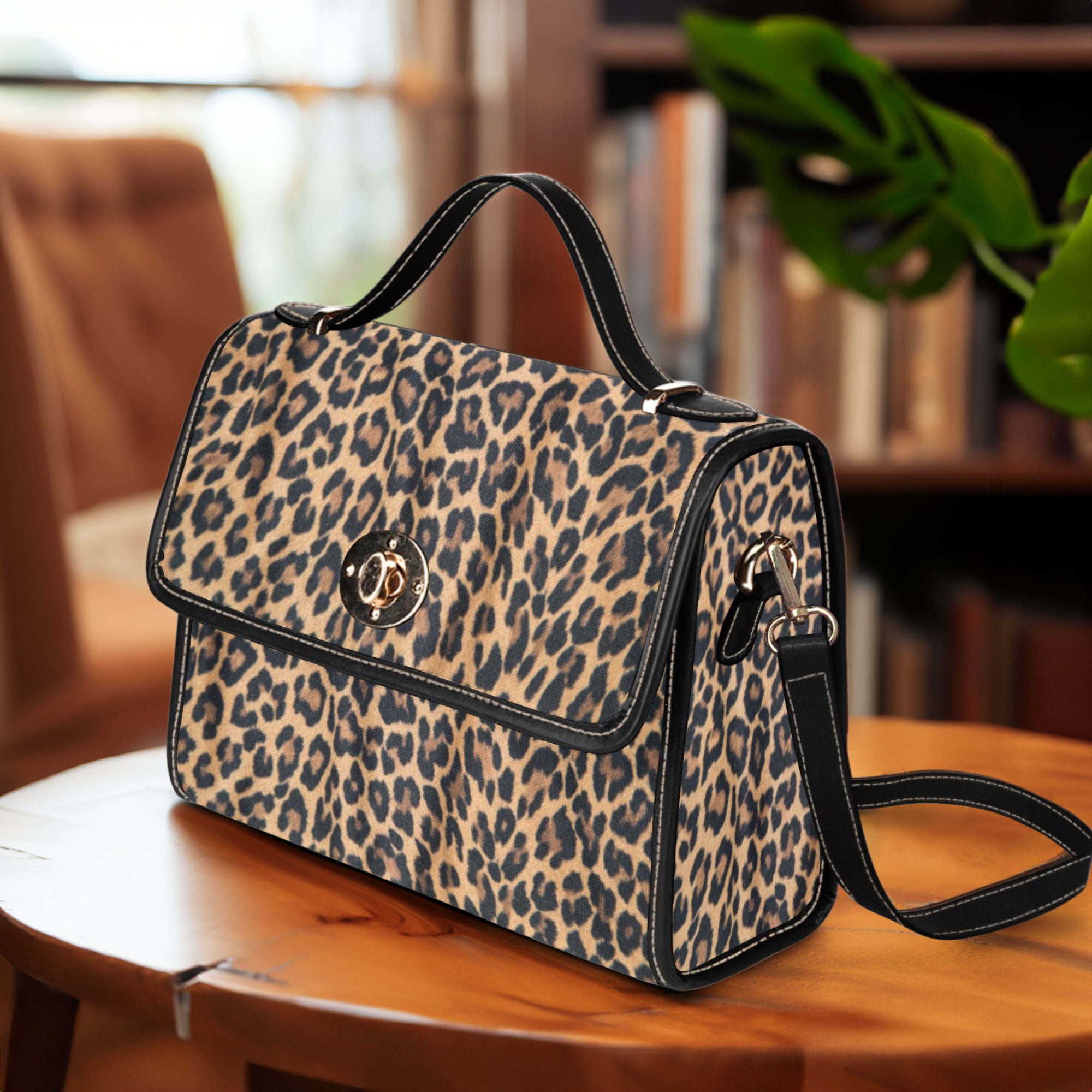 Leopard Cottagecore Canvas Satchel Bag, Leopard Purse for Women, Cute ...