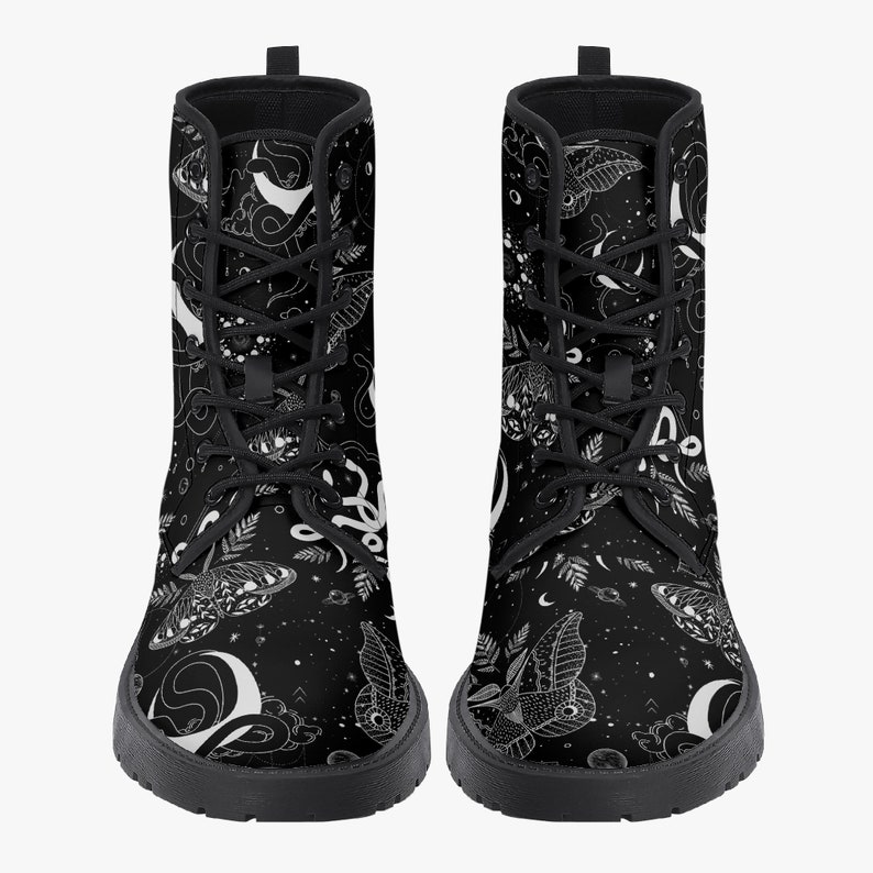 Moth Moon Boots, Galaxy Boots, Celestial Boots Casual Vegan Leather ...