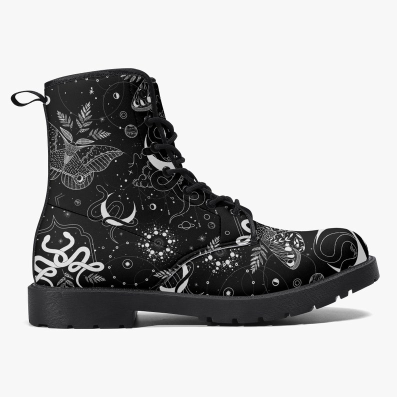 Moth Moon Boots, Galaxy Boots, Celestial Boots Casual Vegan Leather ...
