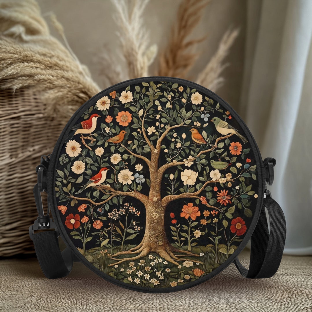 Tree of Life Satchel Bag, Round Handbag, Crossbody Bag for Phone Wallet ...