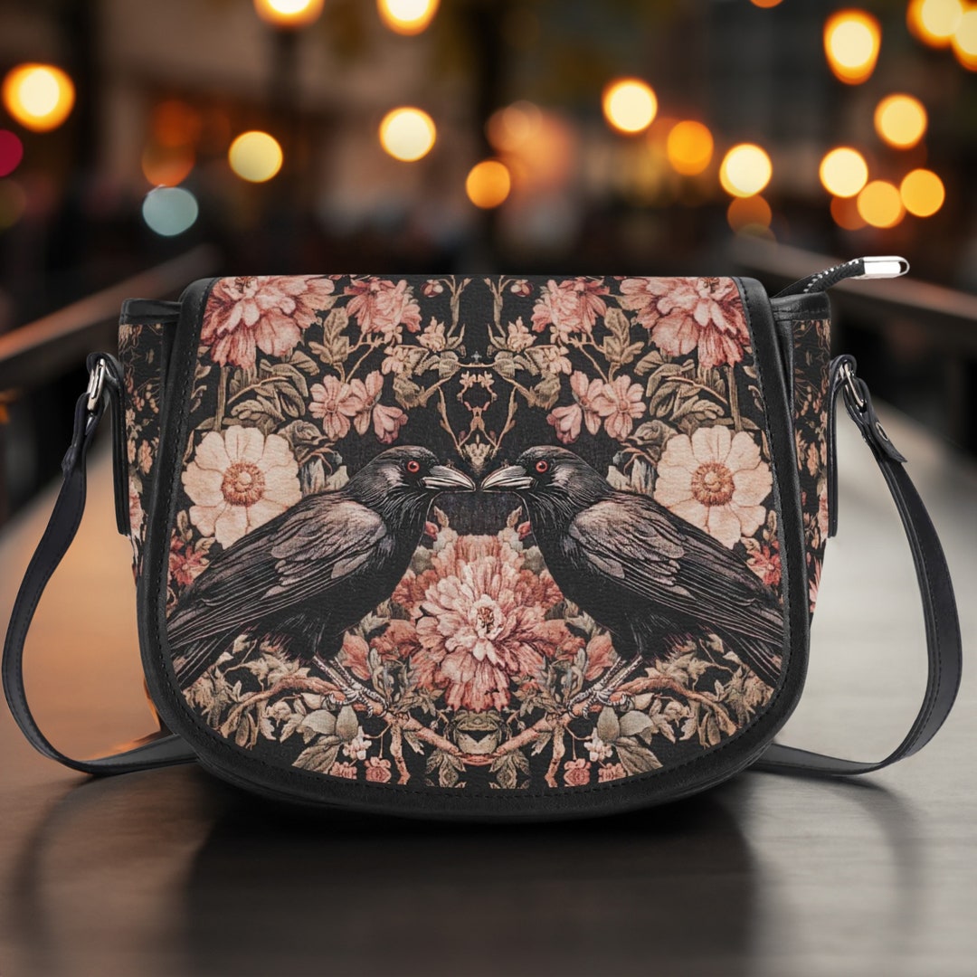 Cottagecore Pink Witch Raven Bag, Whimsigoth Crossed Body Purse With ...