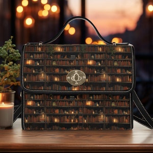 Bookcore Satchel Bag, Bookish Vegan Leather Handbag, Library Crossbody ...