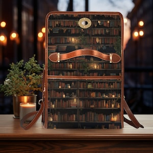 Bookcore Satchel Bag, Bookish Vegan Leather Handbag, Library Crossbody ...