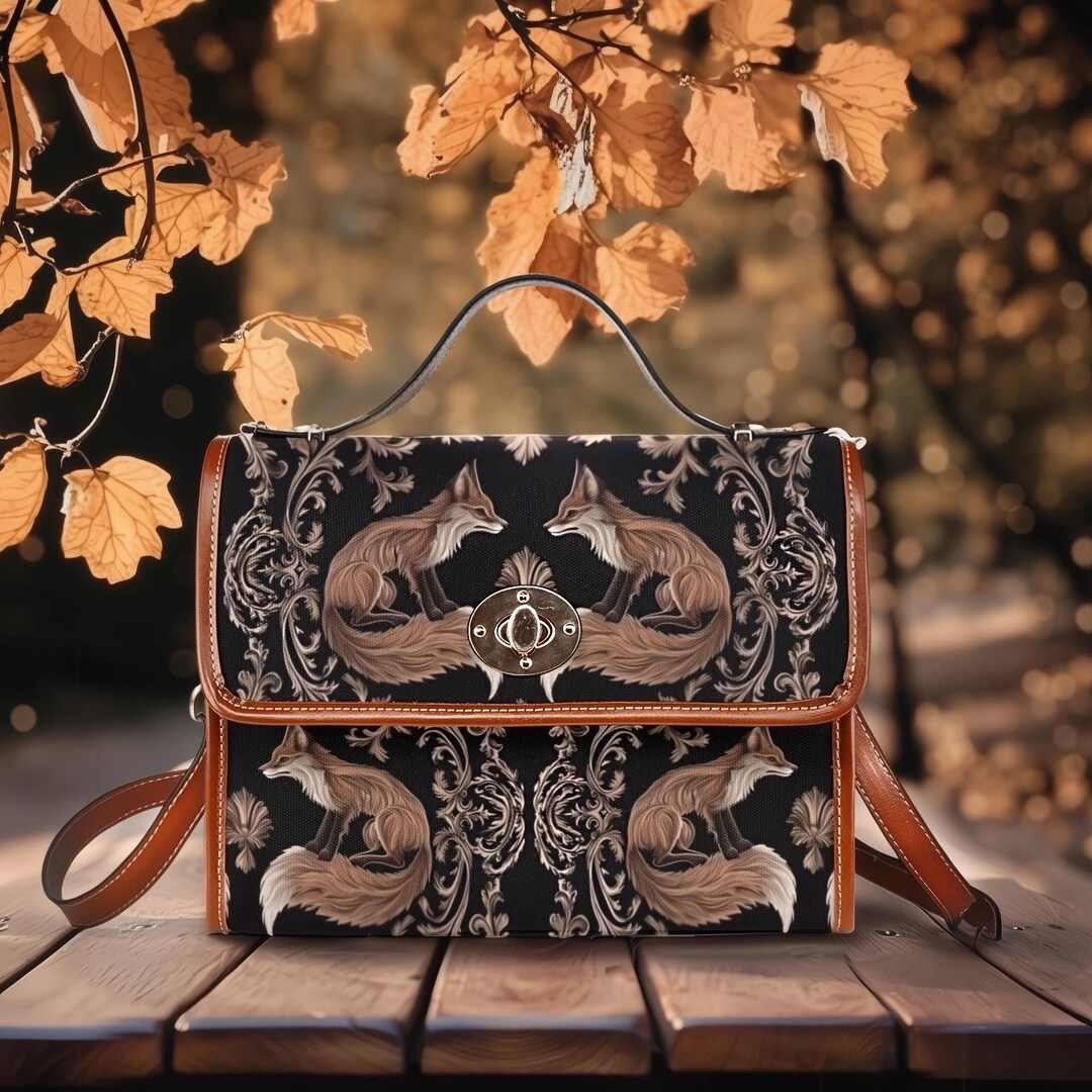 Vintage Rococo Fox, Canvas Satchel Bag, Witchcore Crossbody Purse ...