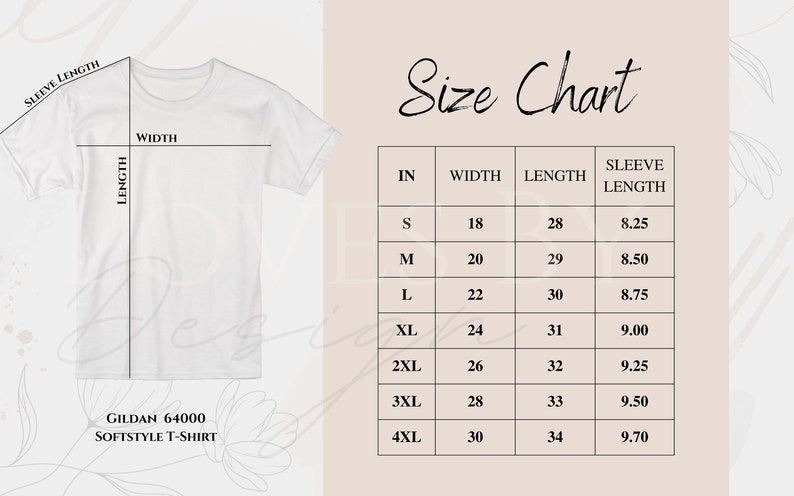 Gildan 64000 Size Chart Size Chart Centimeters And Inches Etsy Singapore